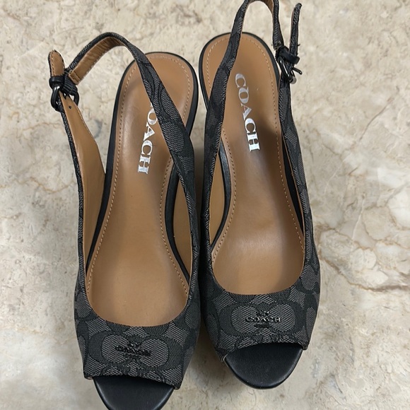 Coach | Shoes | Coach Black Slingback Heels | Poshmark